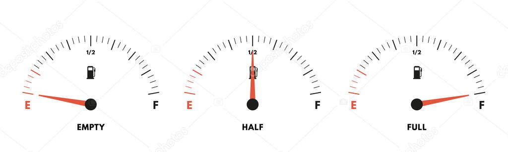 Vettoriale stockLivelli Carburante Indicatore Livello Serbatoio Pieno ...