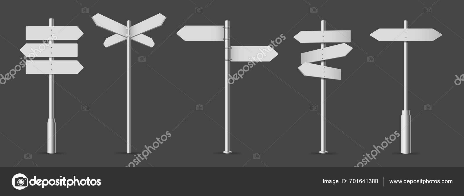 White Fingerpost Directional Sign Wayfinding Arrows Pole Isolated ...