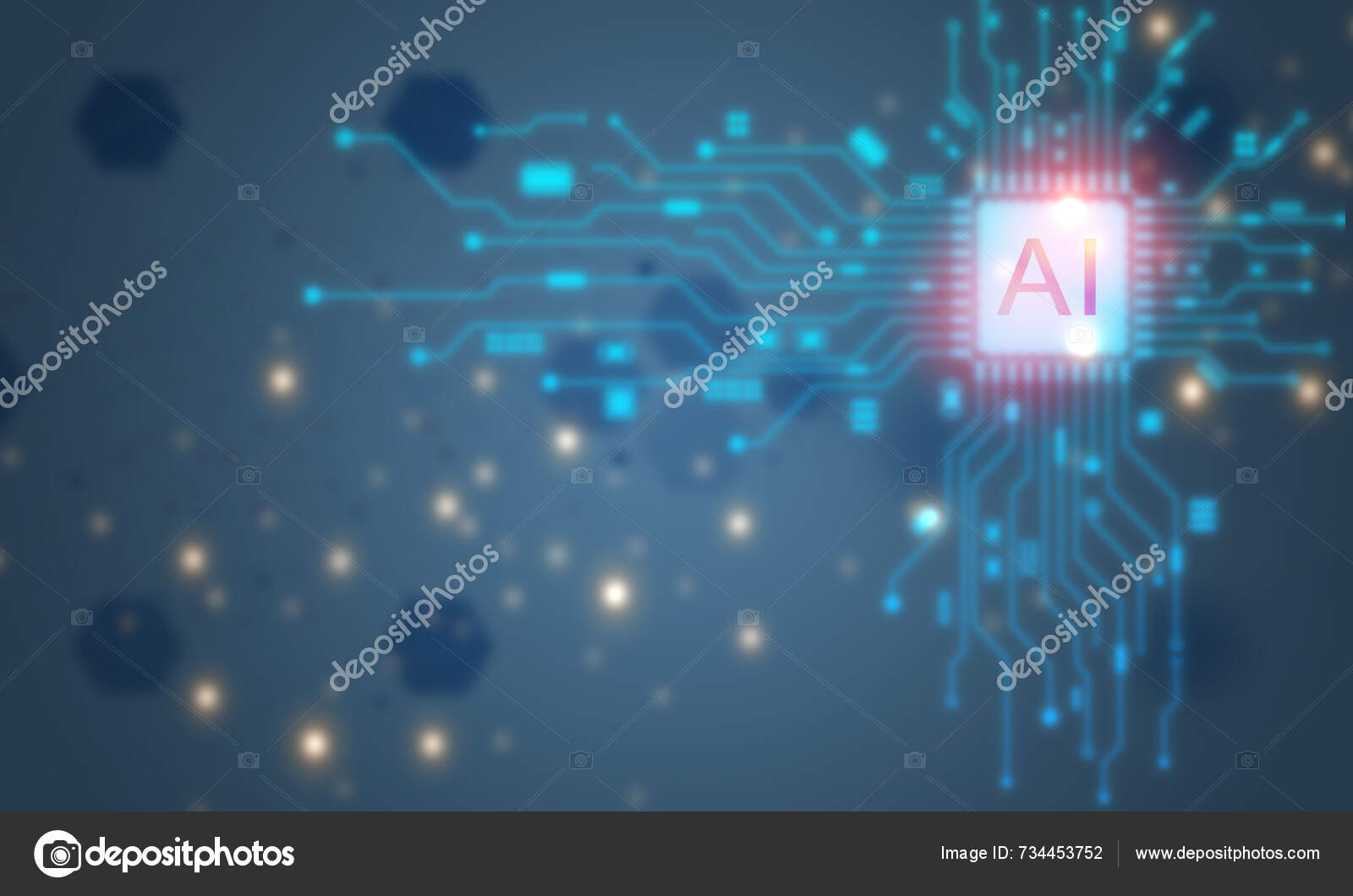 Artificial Intelligence Chip Technology Blue Element Background ...