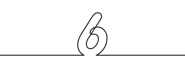 Número 6 en estilo de dibujo de línea continua. Línea de arte número ...