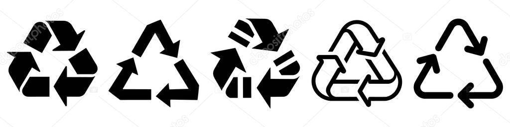 Conjunto de iconos de s mbolo de reciclaje. Colecci n de s mbolos universales de reciclaje en ...