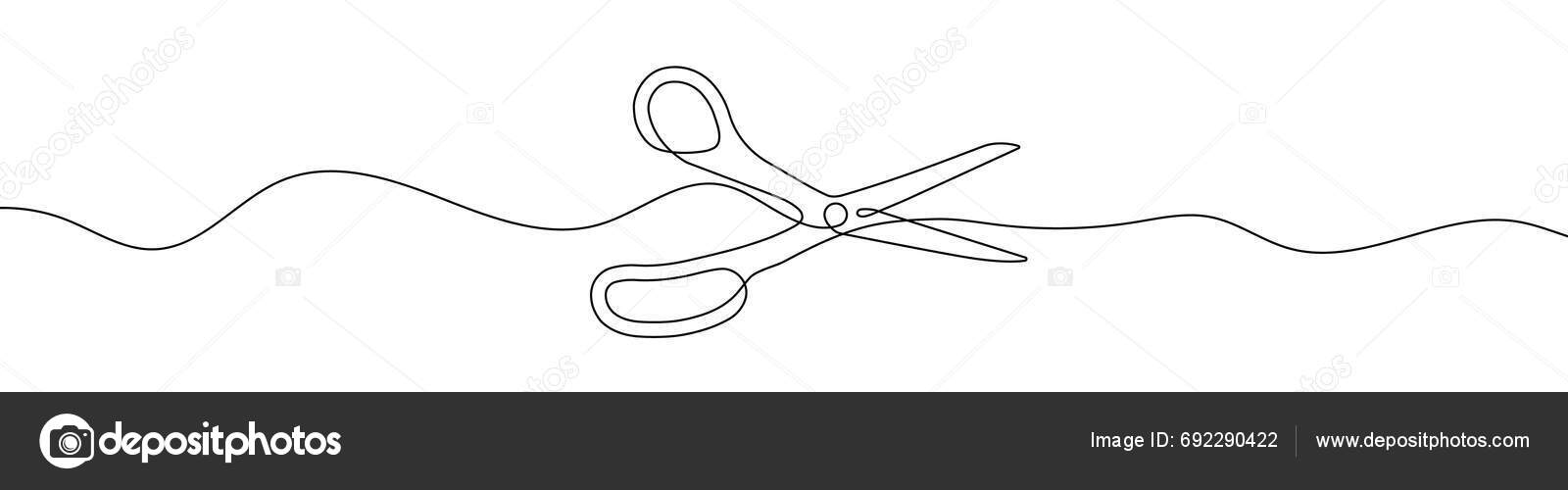Continuous Line Drawing Scissors One Line Drawing Background Vector ...