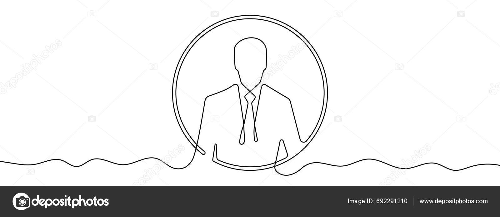 Continuous Line Drawing Businessman Avatar One Line Drawing Background ...