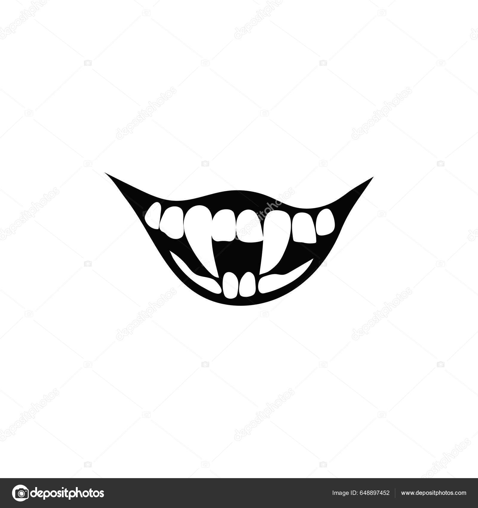 Horror Creature Smile Teeth Scary Demon Joy Sharp Mouth Ferocious Stock ...