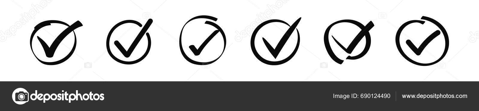 Doodle Check Marks Circle Brush Stroke Tick Frame Stock Vector by ...