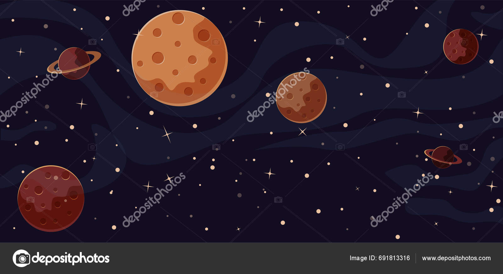 Starry Space Planets Background Open Cartoon Space Stars Astronomical ...