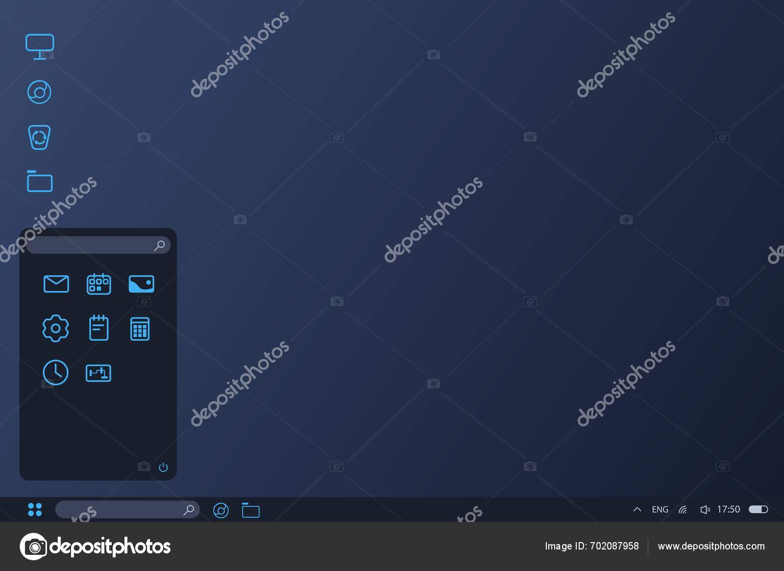 Computer Desktop Web Interface Template Blue Screen Software Digital ...