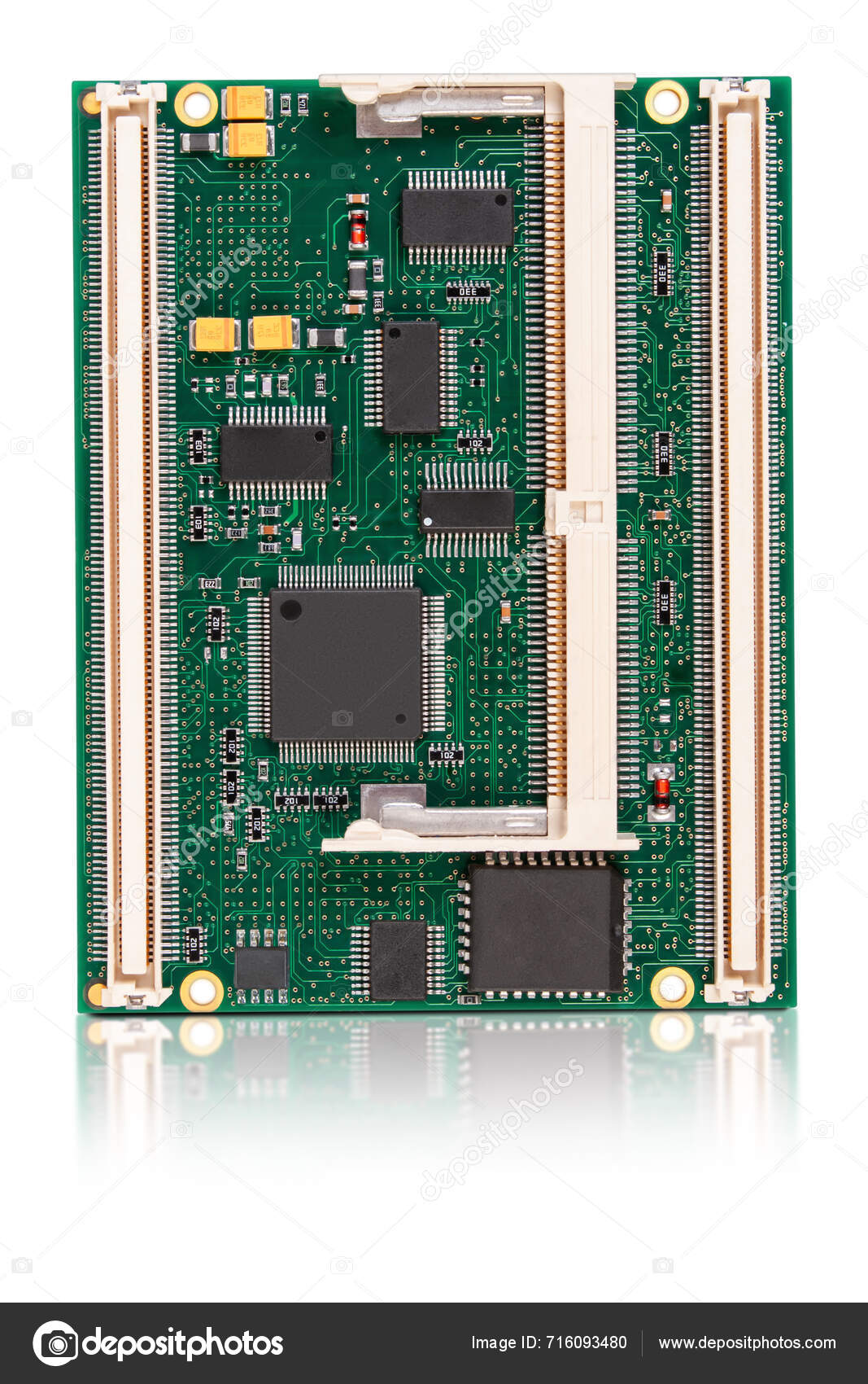 Primer Plano Módulo Cpu Integrado Con Chips Conectores Integrados ...