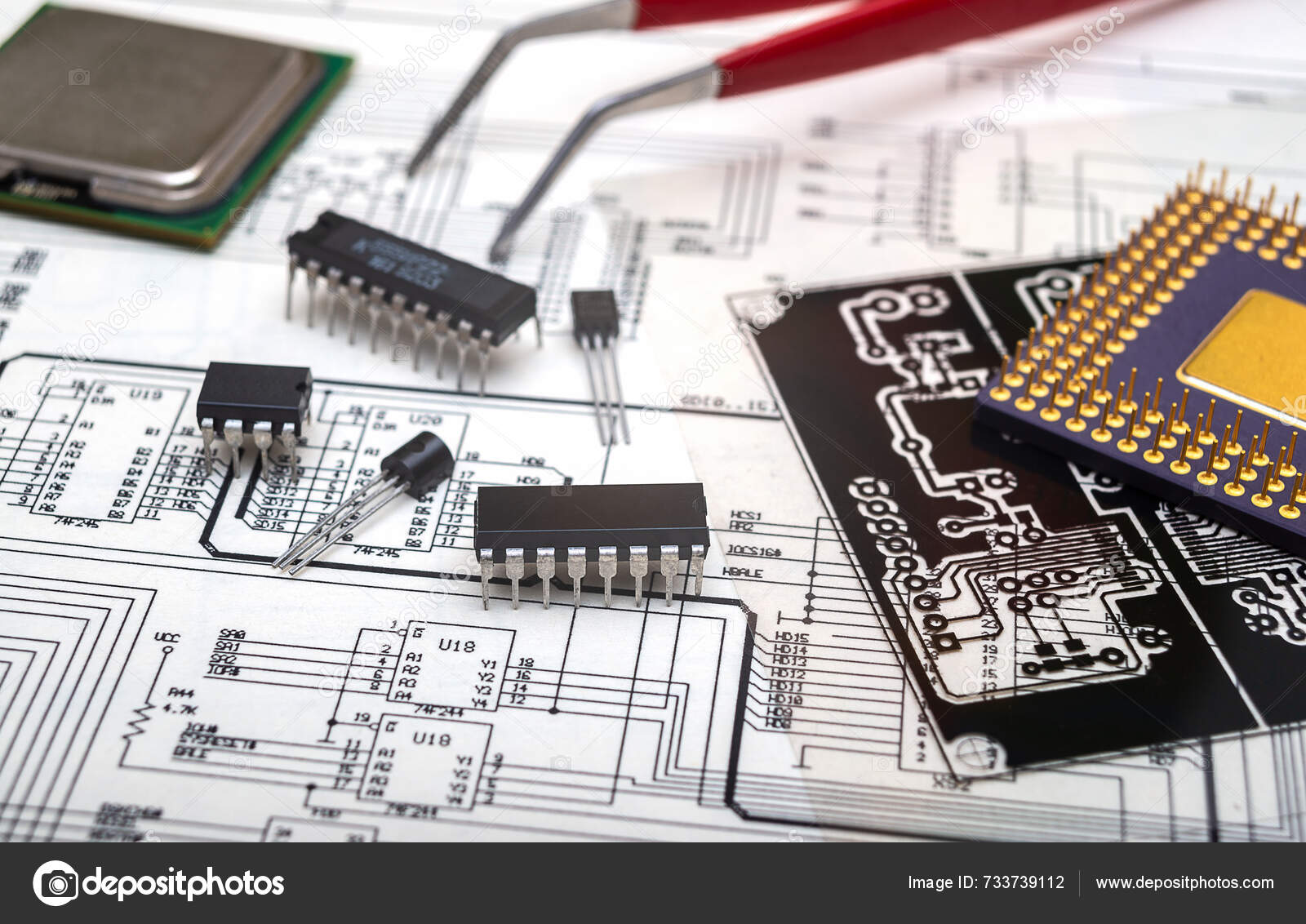 Electronic Components Tools Engineering Blueprint Circuit Board Design ...
