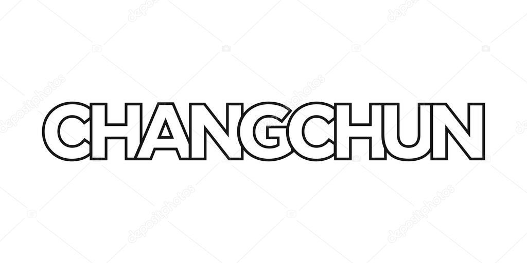 Changchun en el emblema de China para imprimir y web. El diseño ...