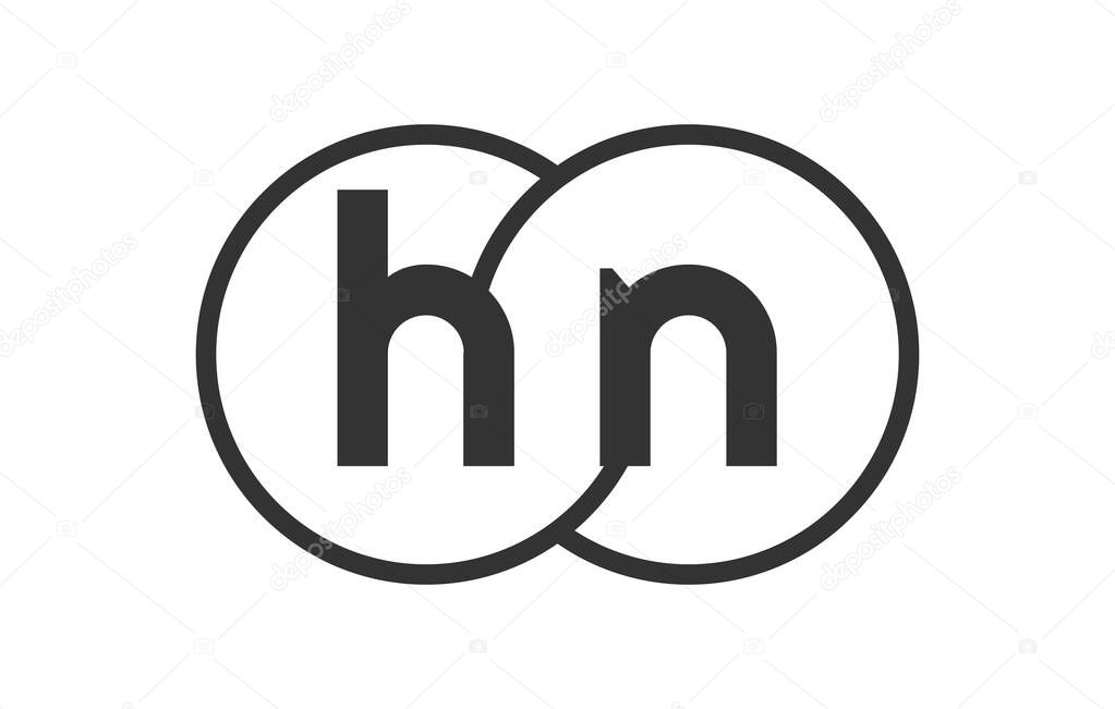 HN emblema de la empresa de negocios con rondas de contorno y letras h n. Plantilla de logotipo ...