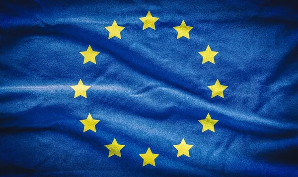 Concept of the fabric flag of the European Union. Flag of European ...