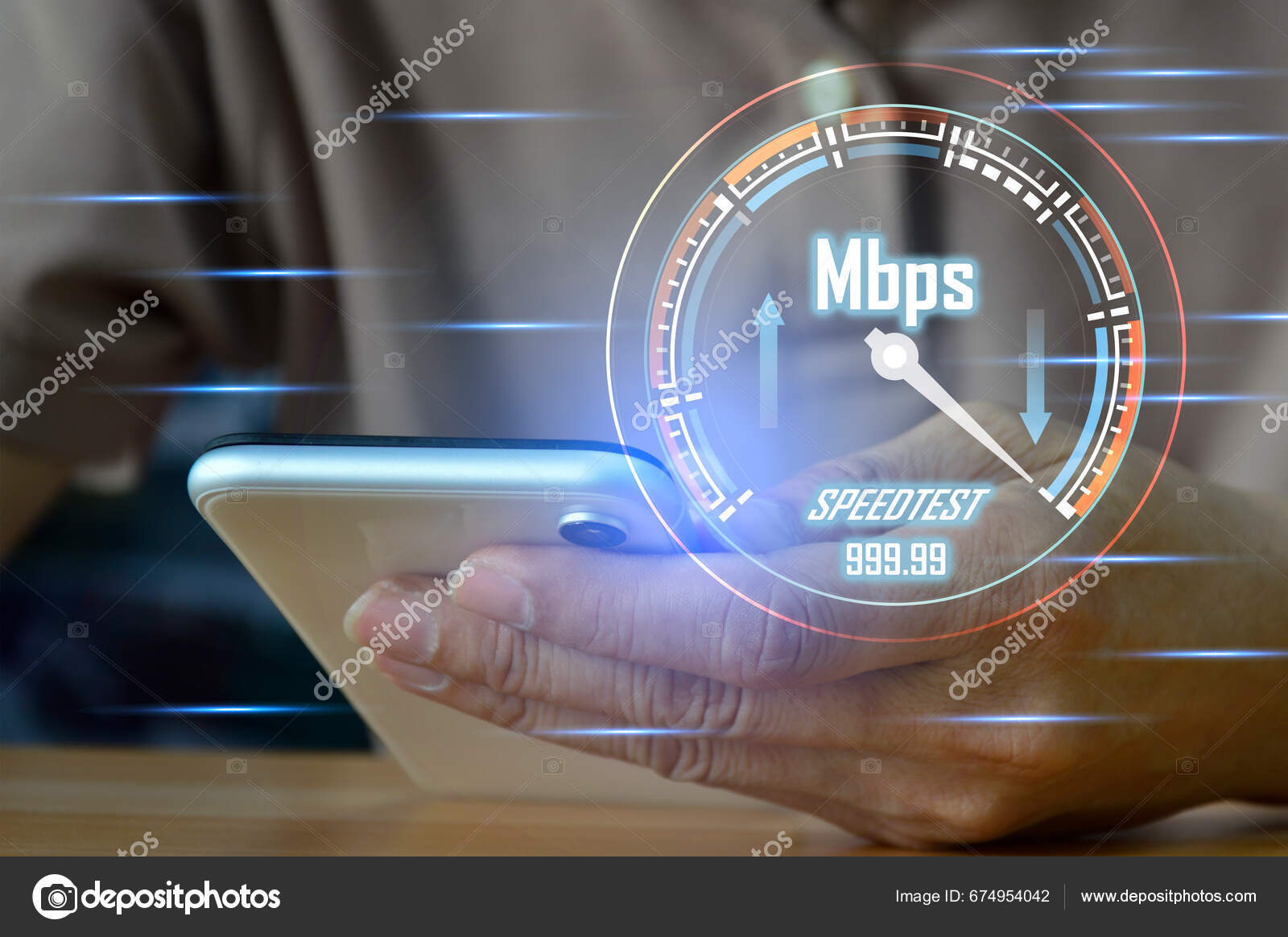Rápida Conexión Internet Speedtest Tecnología Ancho Banda Red Hombre ...