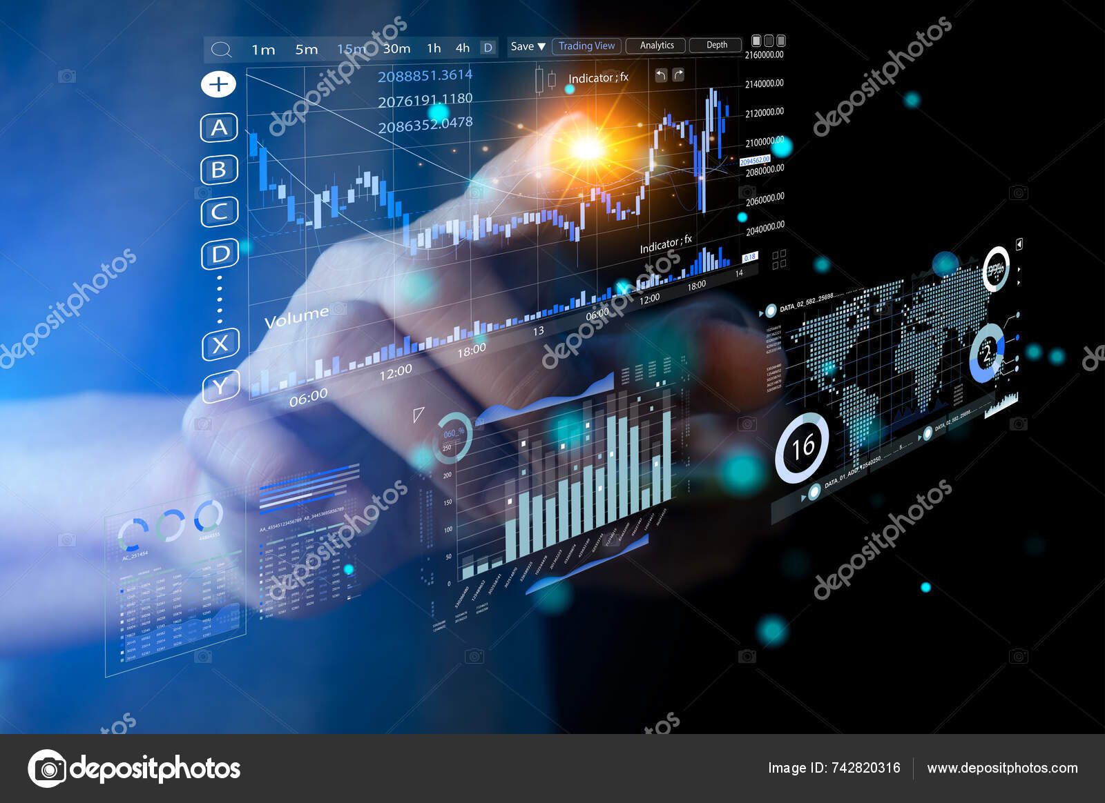 Data Analysis Trading Ideas Businessman Working Data Chart Robot Showing — Stock Photo ...