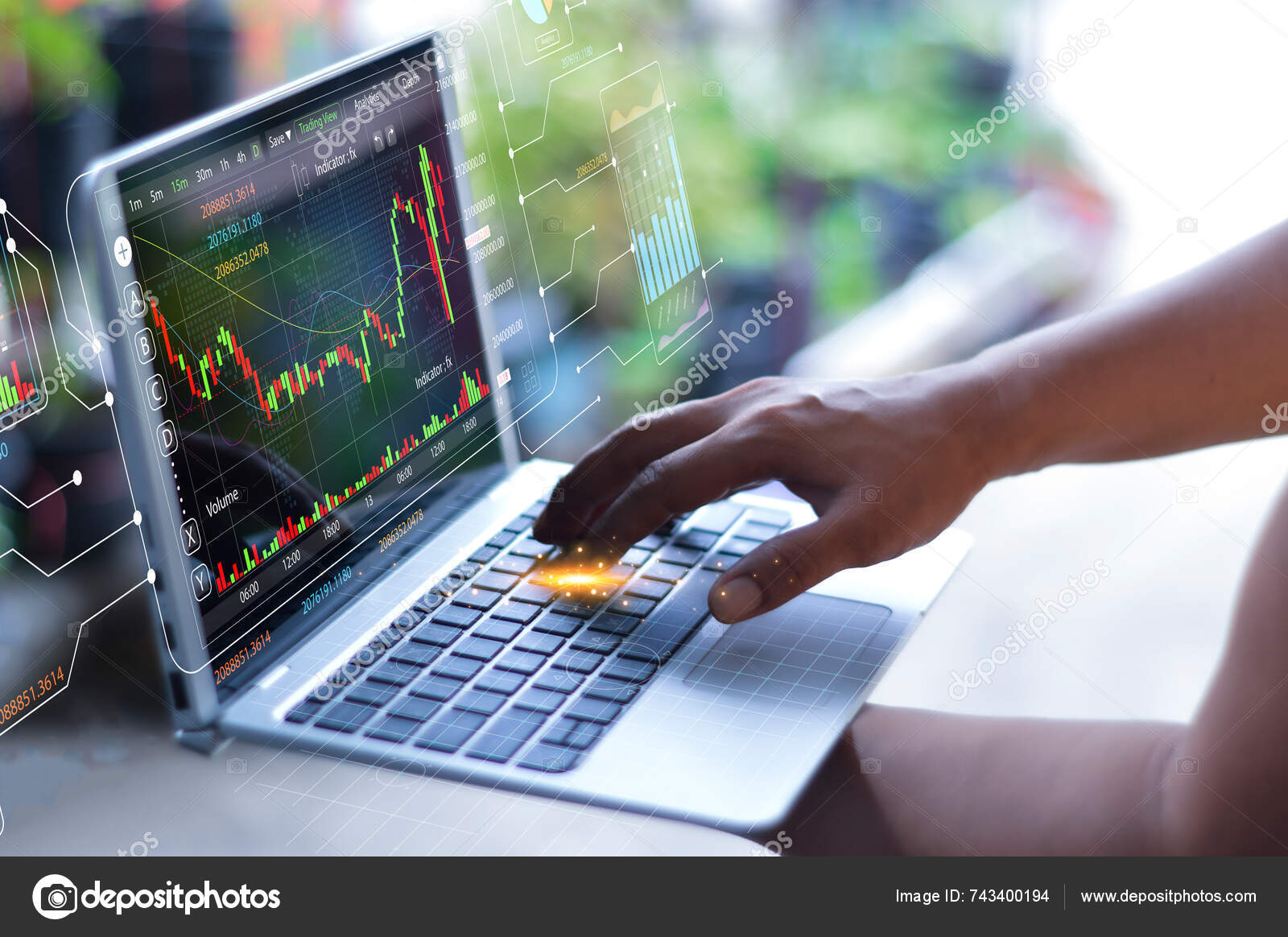 Data Analysis Trading Ideas Businessman Working Data Chart Robot Showing — Stock Photo ...
