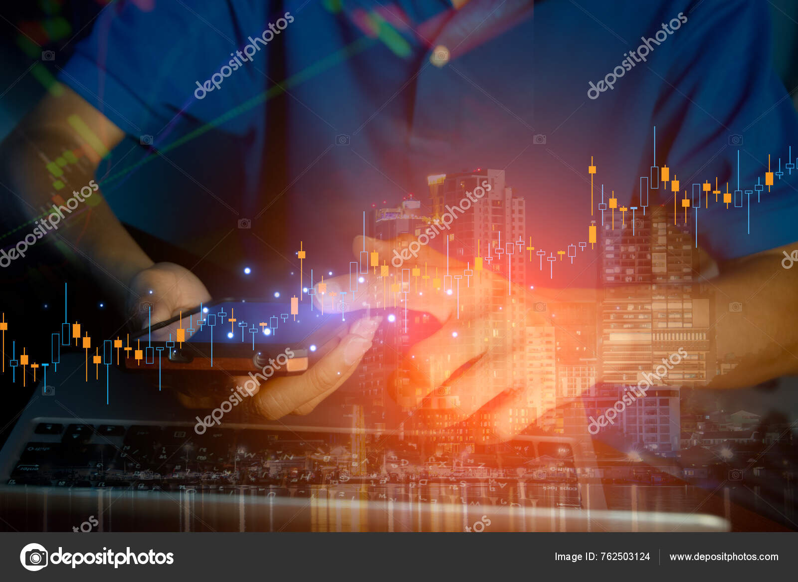 Data Analysis Trading Ideas Businessman Working Data Chart Robot Showing — Stock Photo ...