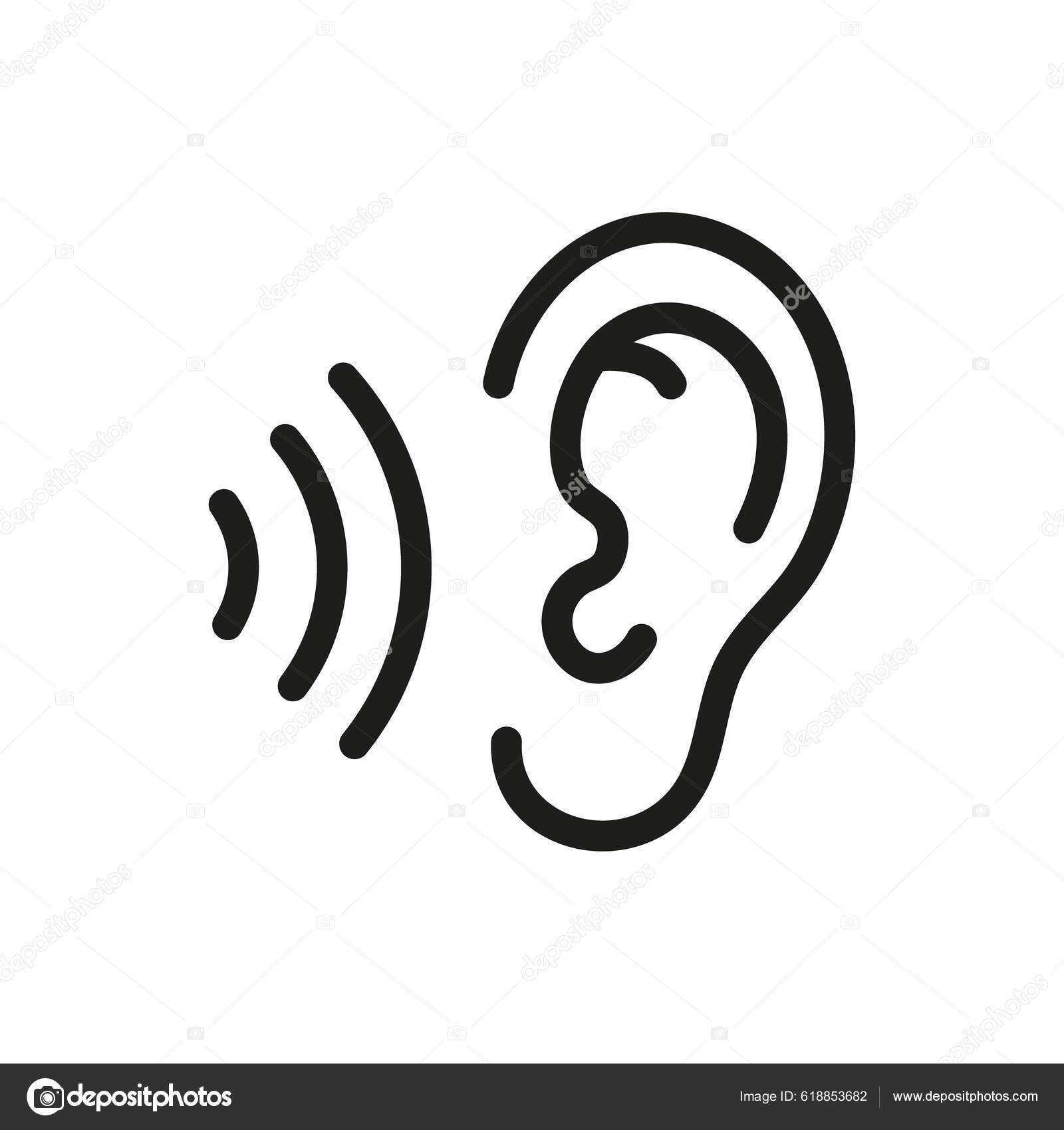 Icône D'écoute D'oreille Humaine Dans Style Contour Vecteur image ...