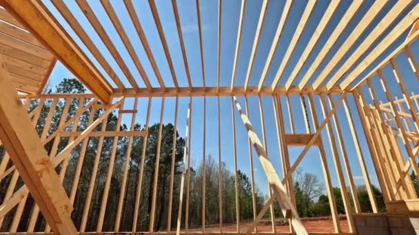 Construction New Wooden Structure Framing Beam Supports Framework ...