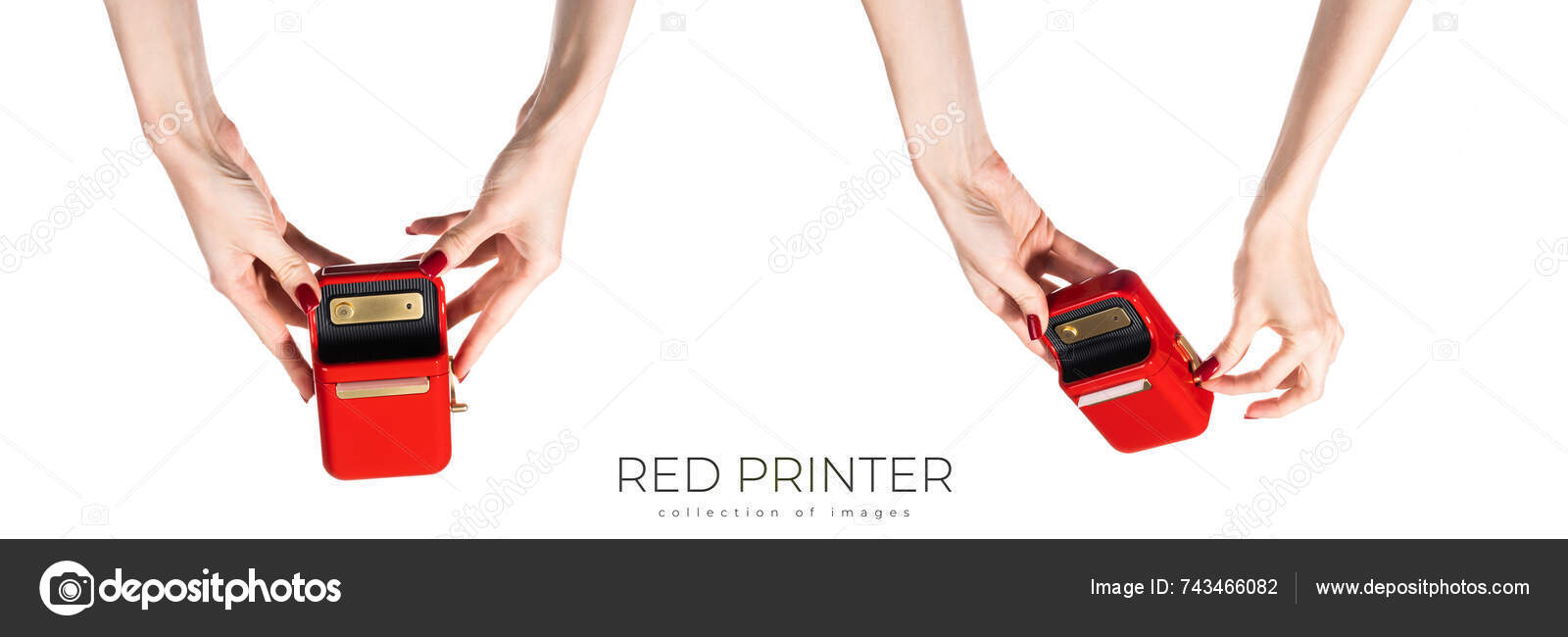 Small Red Printer Printing Labels Isolated White Background High ...