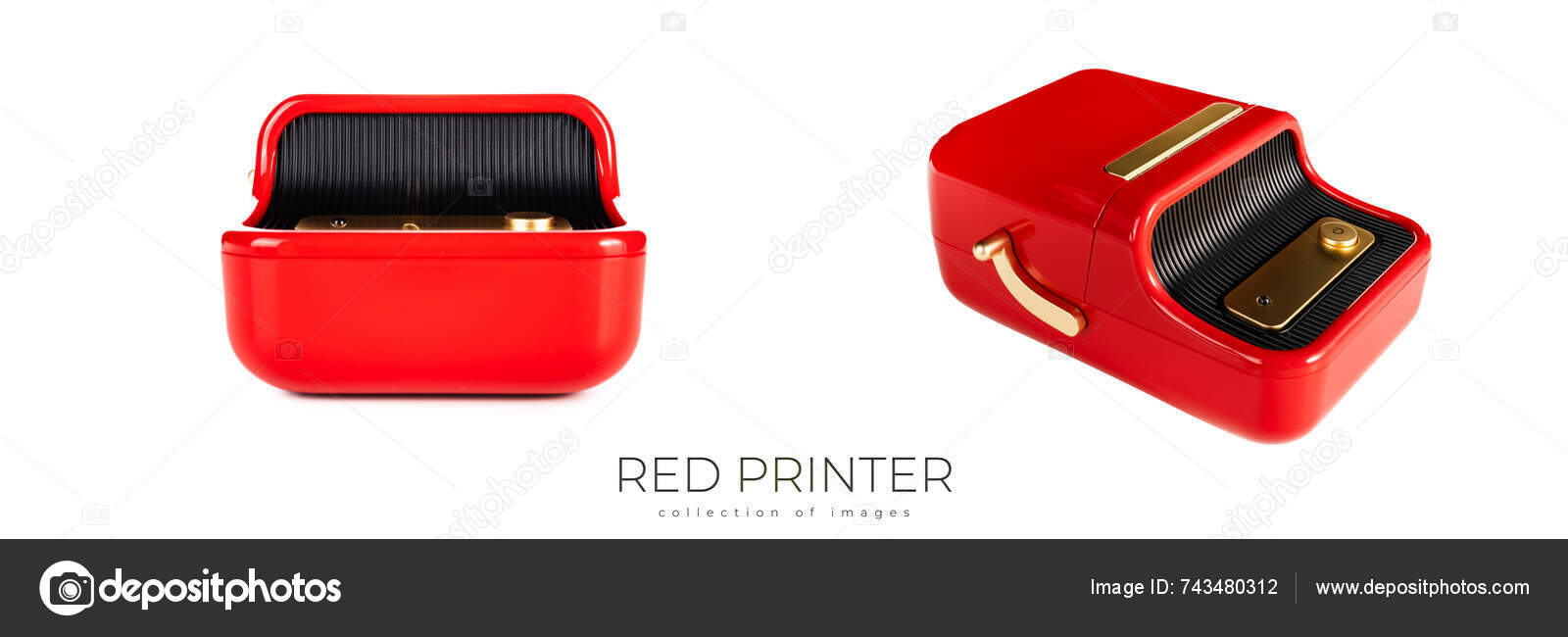 Small Red Printer Printing Labels Isolated White Background High ...