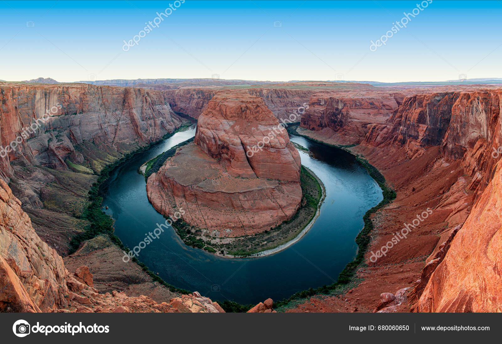 Horseshoe Bend Panoramic View Colorado River Meander Photo Taken Golden ...