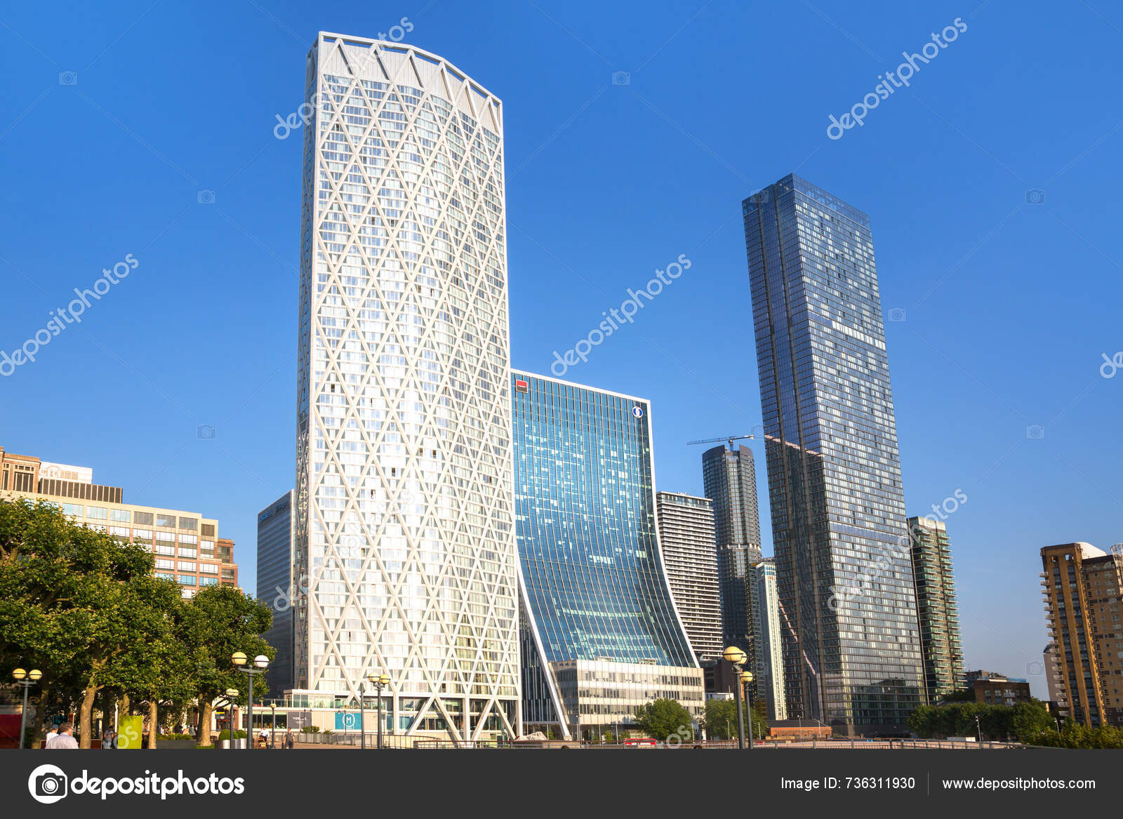 London July 2024 Beautiful Canary Wharf Skyscrapers Panorama ...