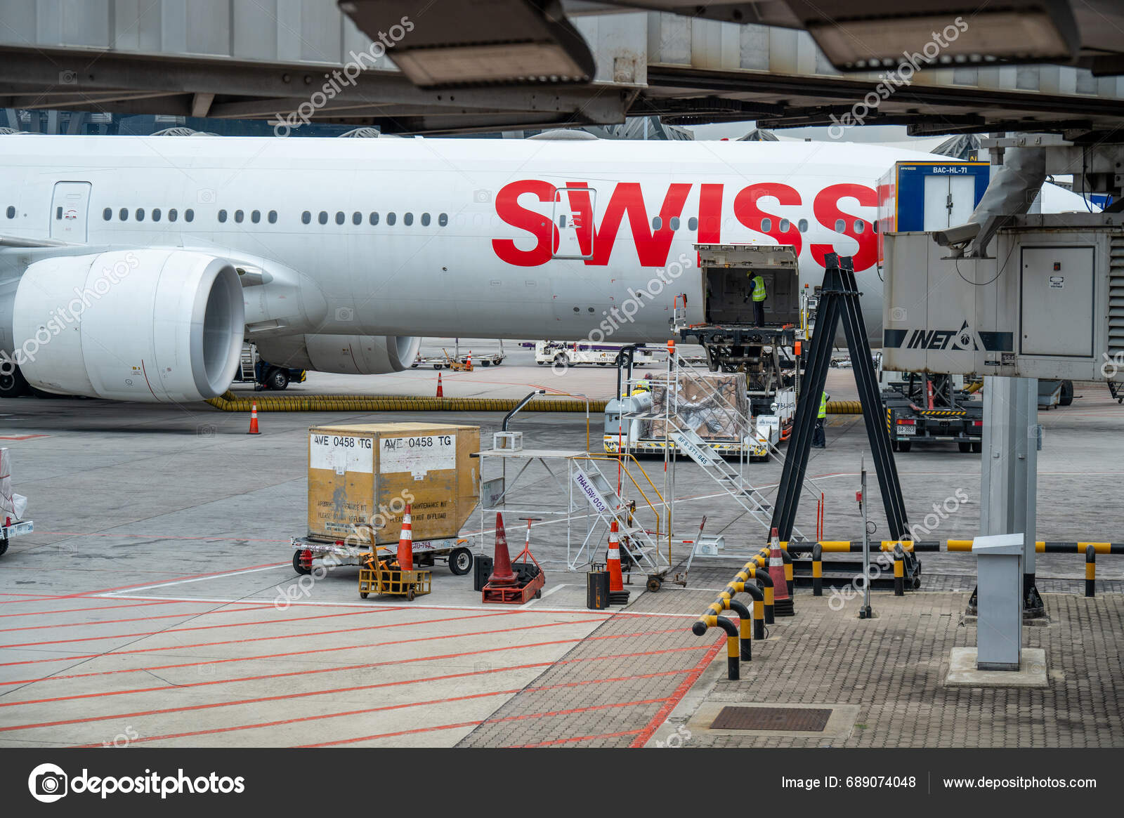 Bangkok Thailand September 2023 Swiss Air Cargo Logistic Containers ...