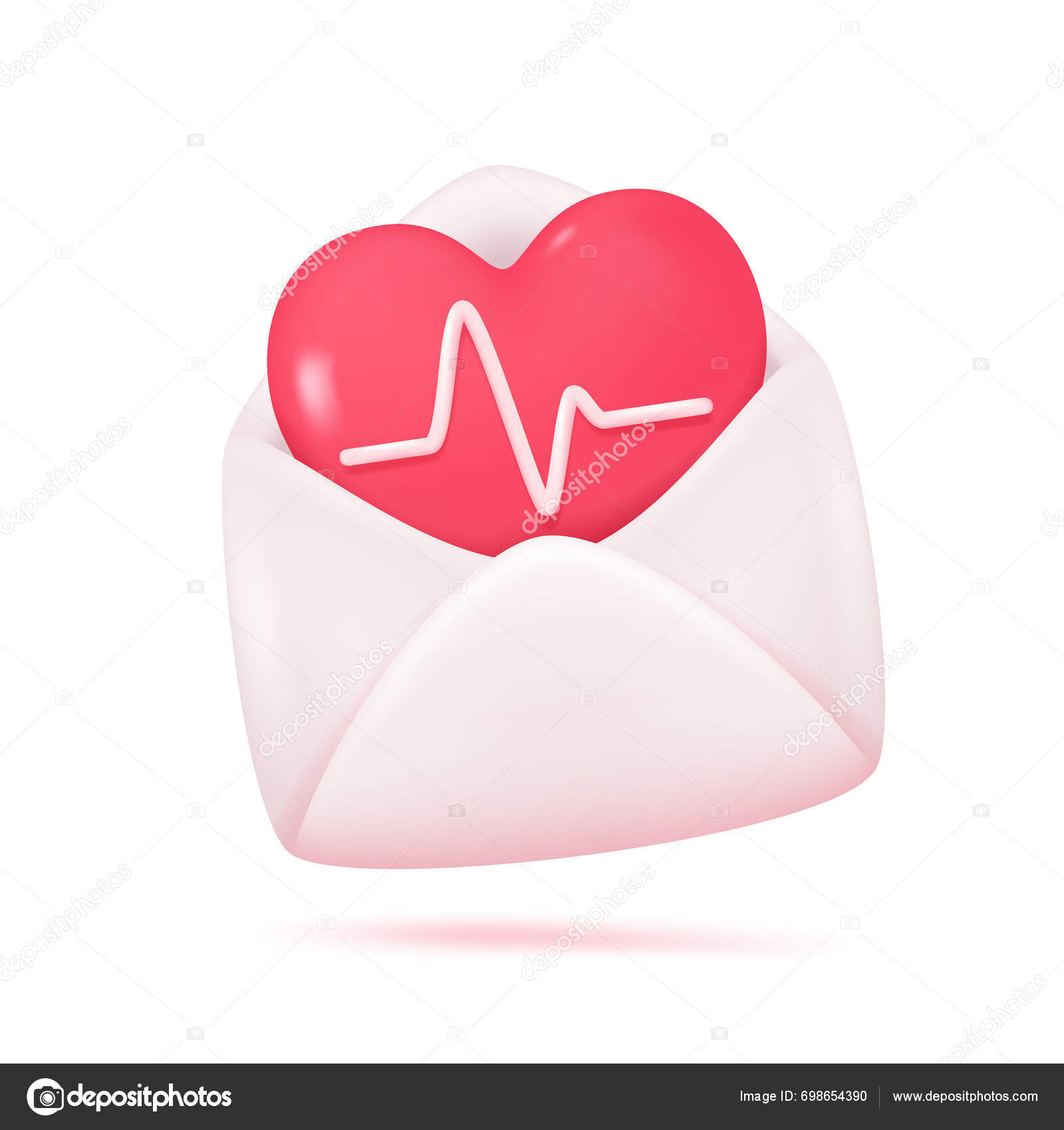 Red Heart Heartbeat Curve Life Saving Concept Measure Heart Rate Stock ...