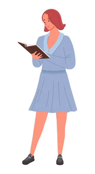 Girl Reading Book Sitting Chair Isometric Vector Illustration Stock