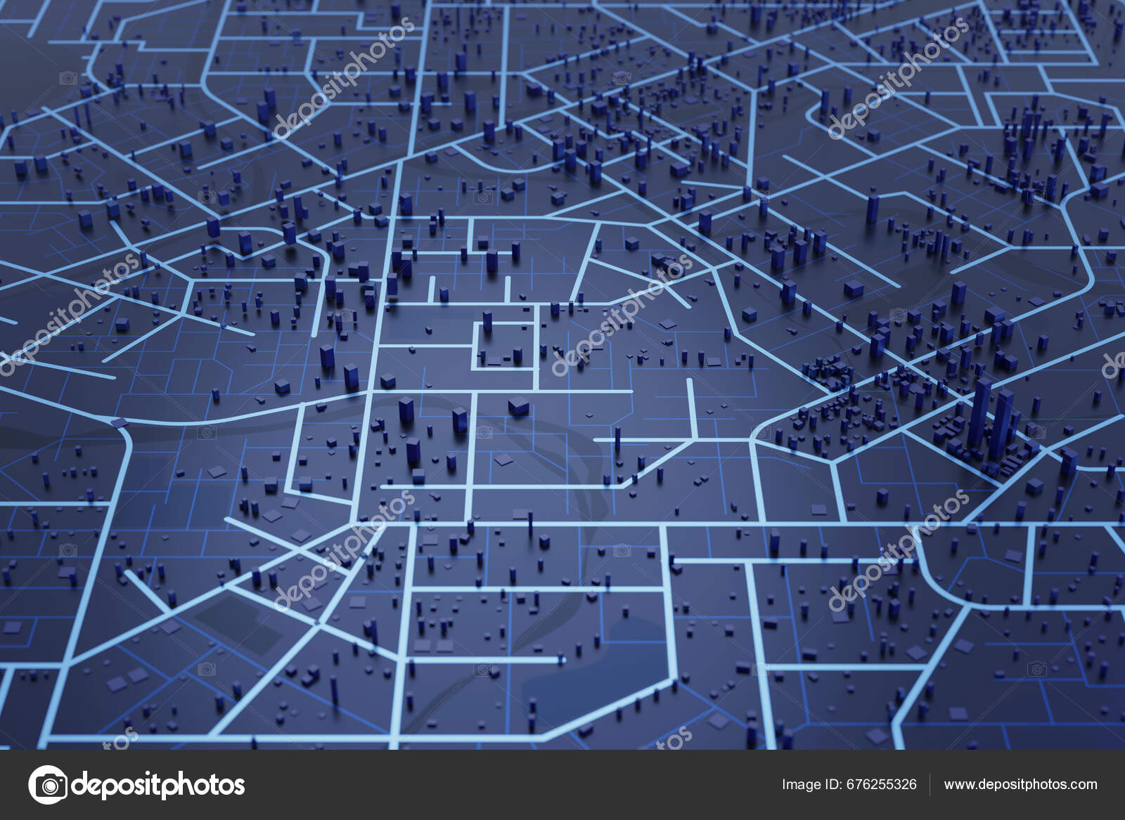 Rendering City Map Illustration City Map Created Using Modeling Top ...