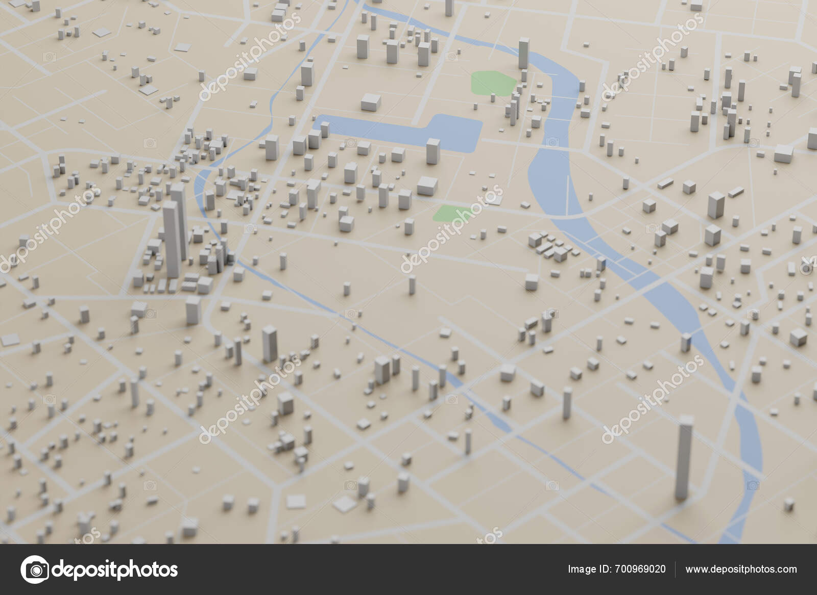 Rendering City Map Illustration City Map Created Using Modeling Top ...