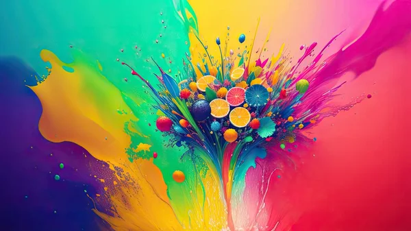 Splashes of colorful water, juice. Background, illustration - Stock ...