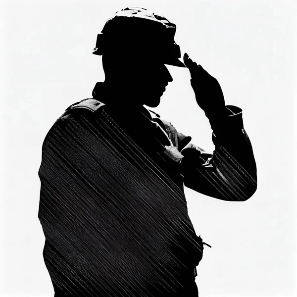Soldier Salute Silhouette Side
