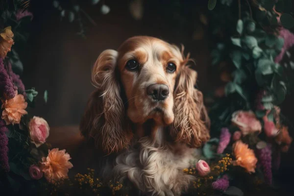 Perro con rosas fotos de stock, imágenes de Perro con rosas sin ...
