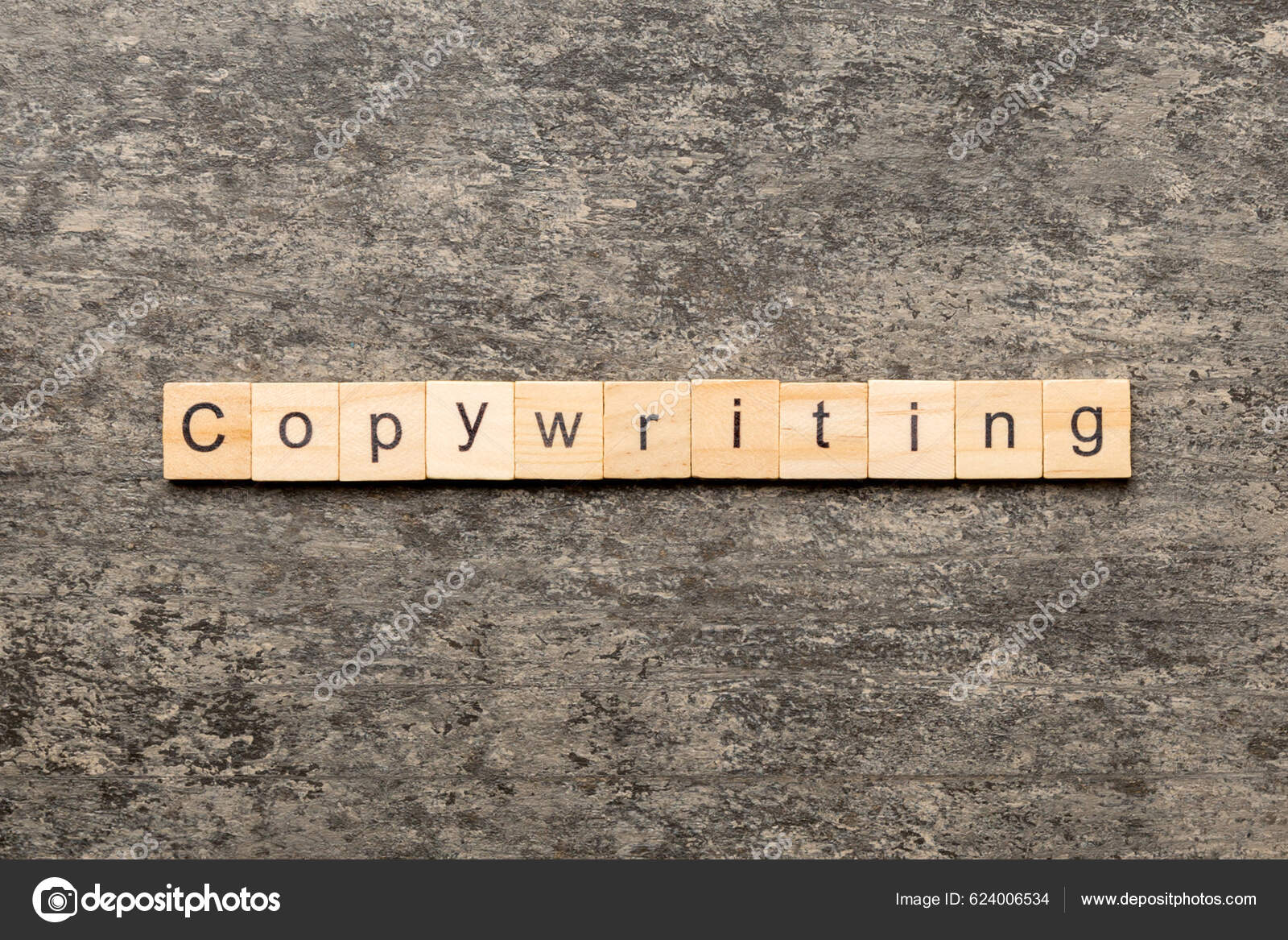 Copywriting Word Written Wood Block Copywriting Text Cement Table Your ...