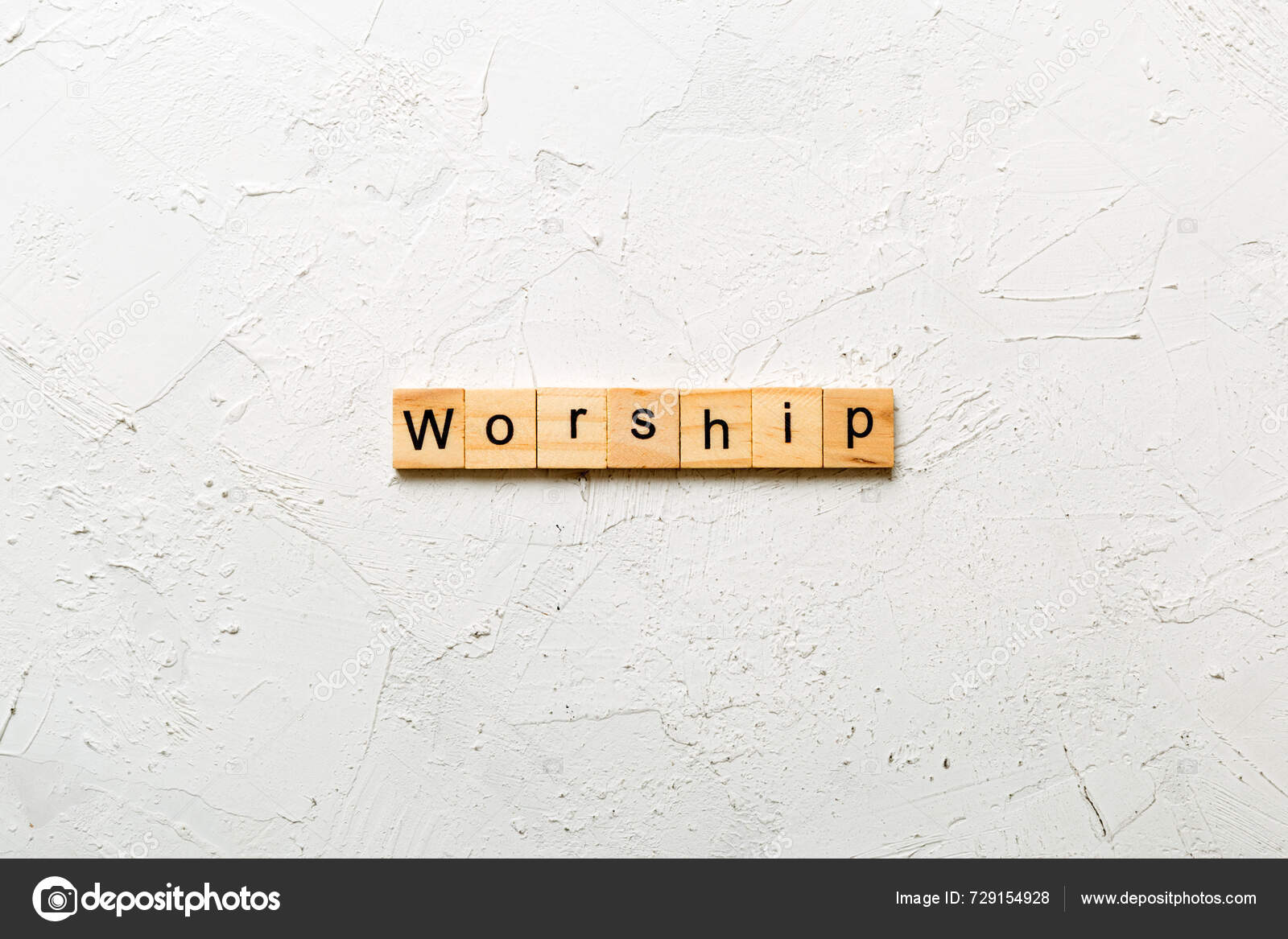 Worship Word Written Wood Block Worship Text Cement Table Your — Stock ...