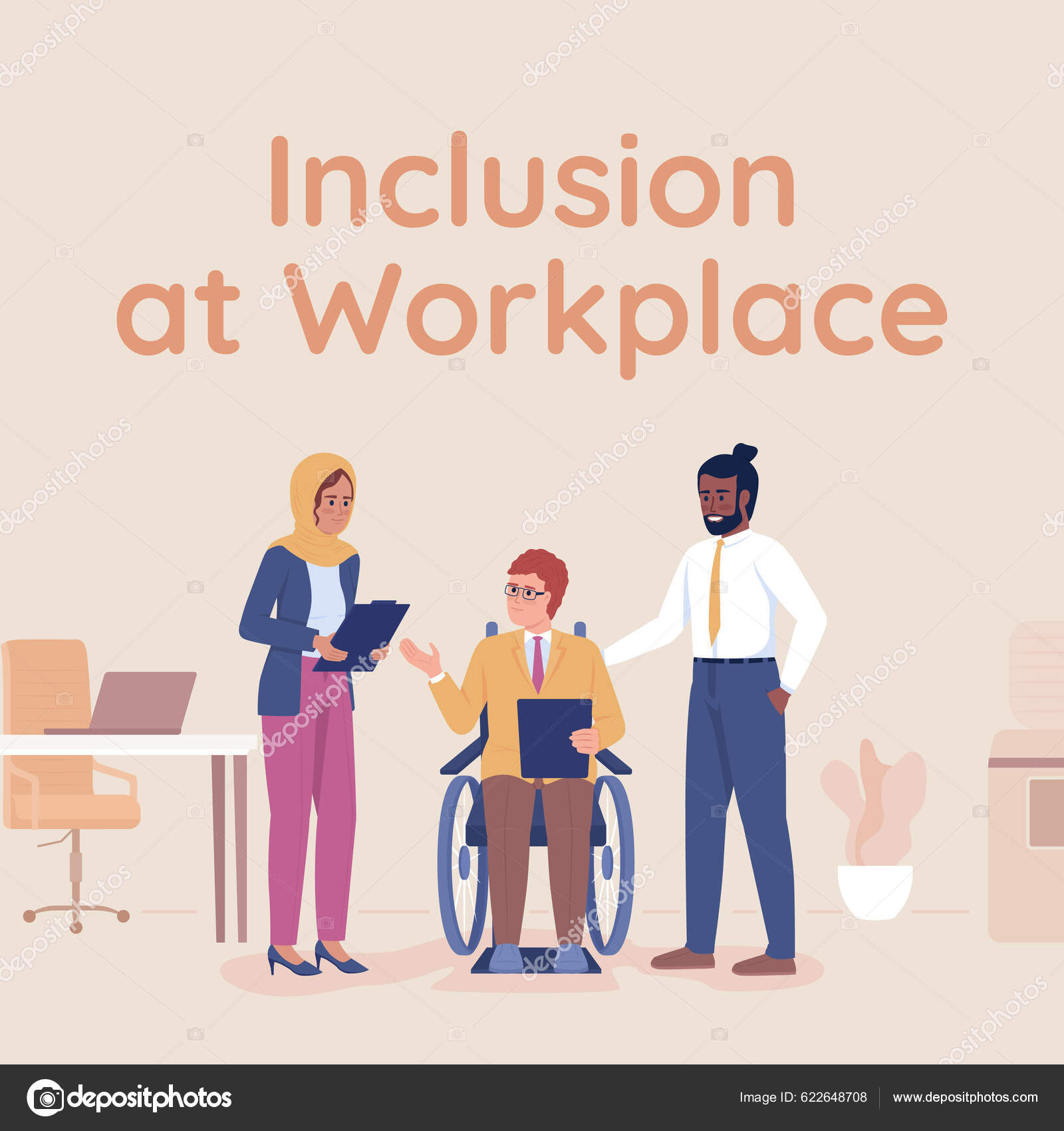 Inclusion Workplace Card Template Job Disabled People Editable Social ...