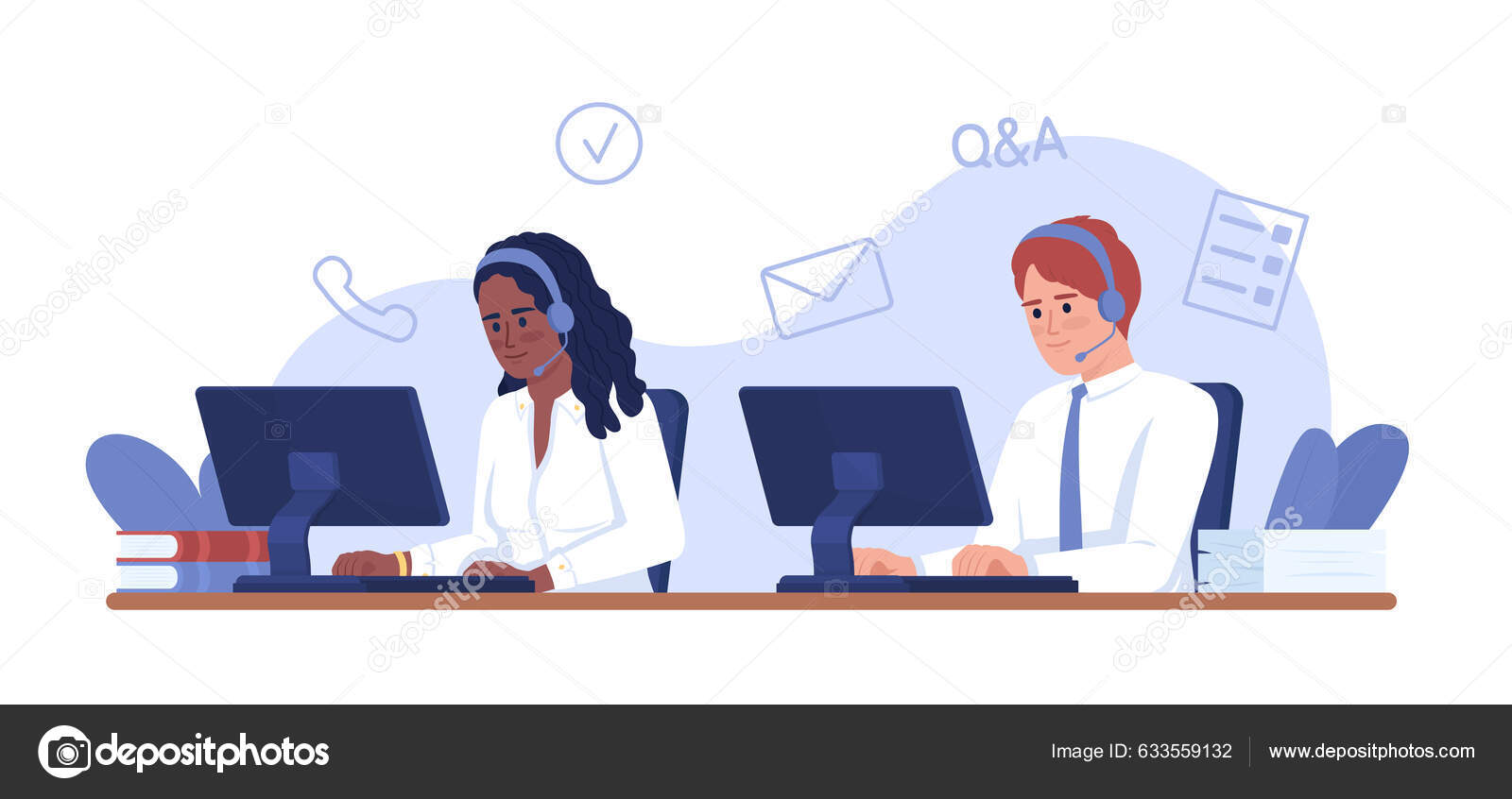 Respon Darurat Vektor Ilustrasi Terisolasi Panggil Operator Pusat ...