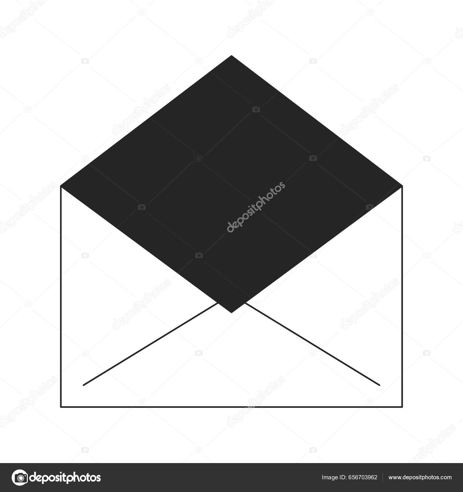 Open Envelope Black Flat Monochrome Isolated Vector Object Envelope ...