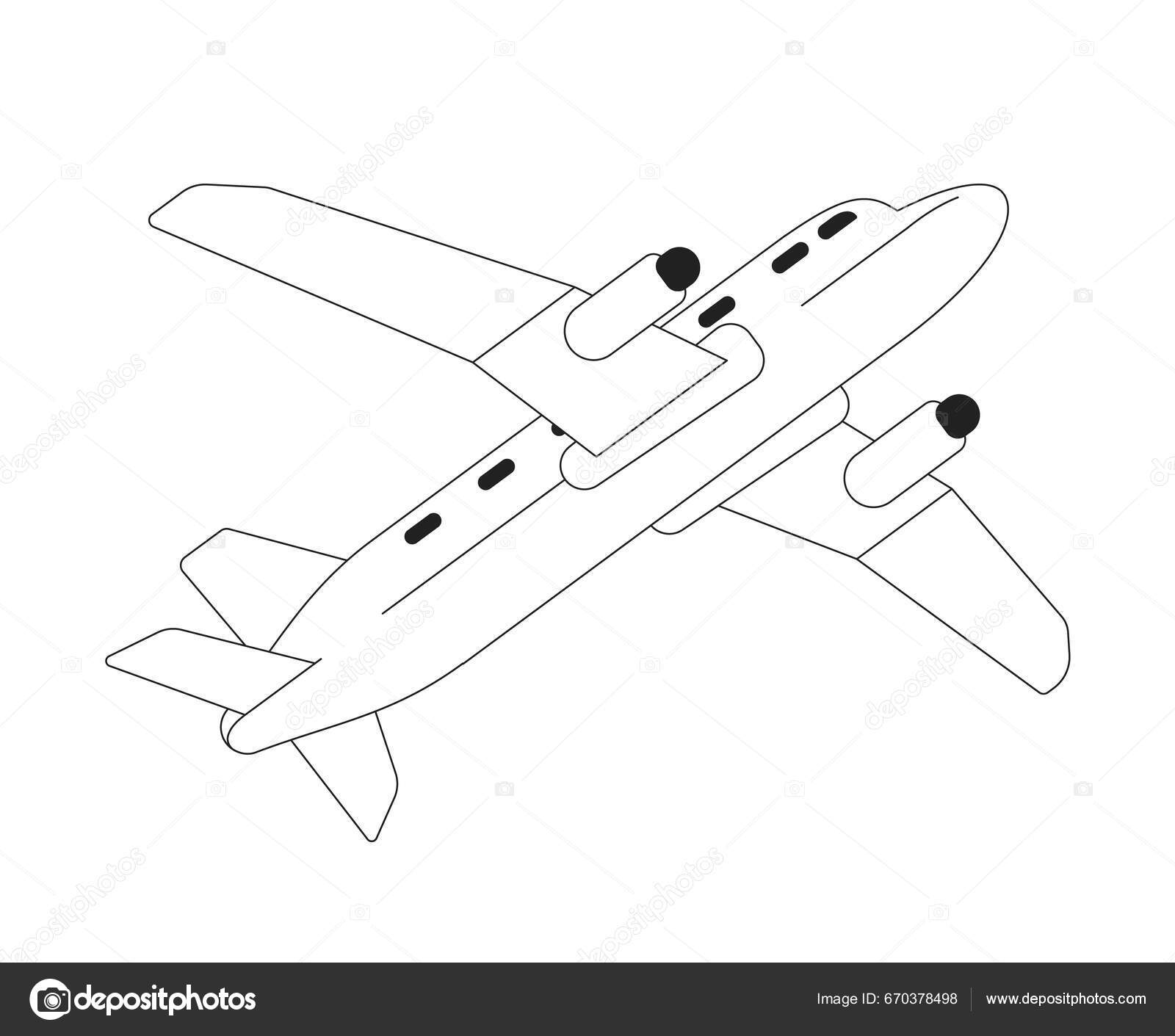 Plane Monochrome Flat Vector Object Air Travel Editable Black White ...