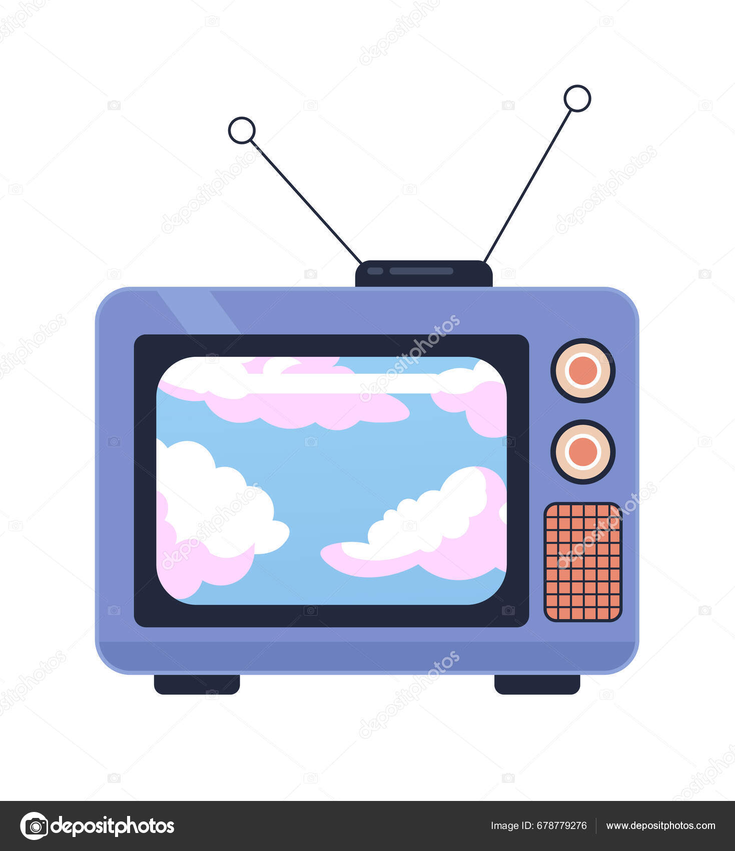 Cielo Paisaje Nublado Vintage Objeto Dibujos Animados Antiguo Programa ...