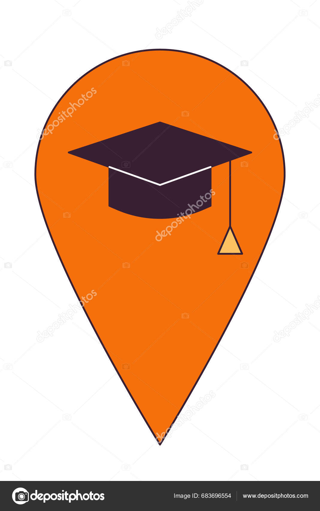 Educational Facilities Map Pinpoint Linear Cartoon Object Highschool ...