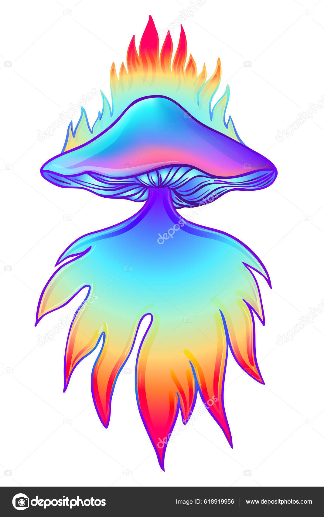 Magic Mushrooms Psychedelic Hallucination Vibrant Vector Illustration ...