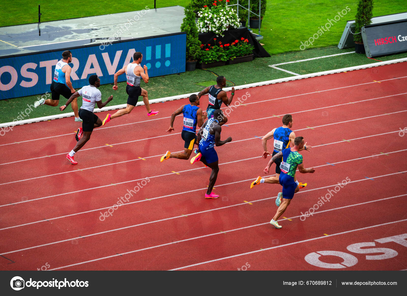 Ostrava Czechia June 2023 100M Sprint Male Race Snapshot Track — Stock ...
