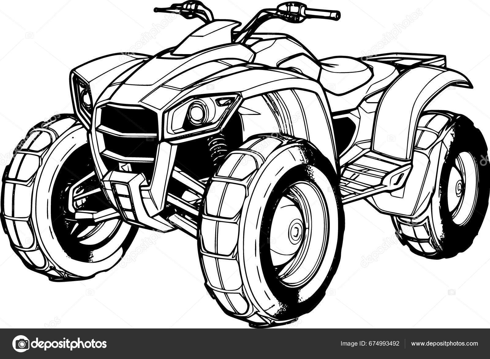 Quad Bike Coloring Page Stock Vector by ©jambulboy 674993492