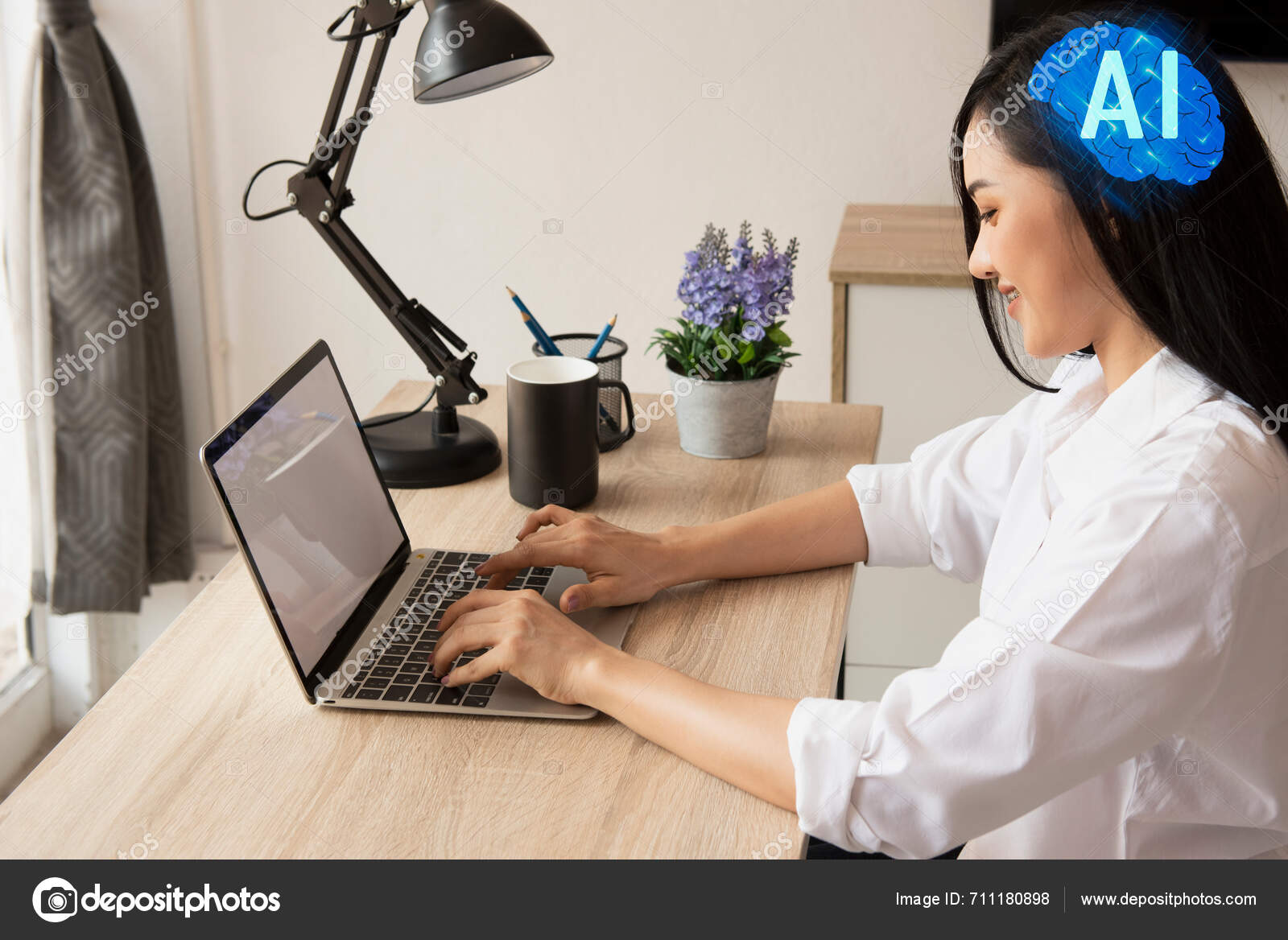 Concept Humans Work Artificial Intelligence Humans Use Intelligent ...