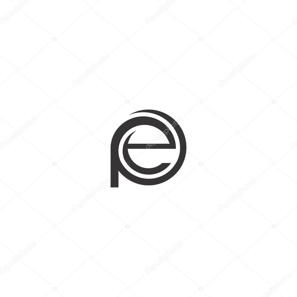 PE, PE, diseño inicial abstracto del logotipo del alfabeto de la letra ...