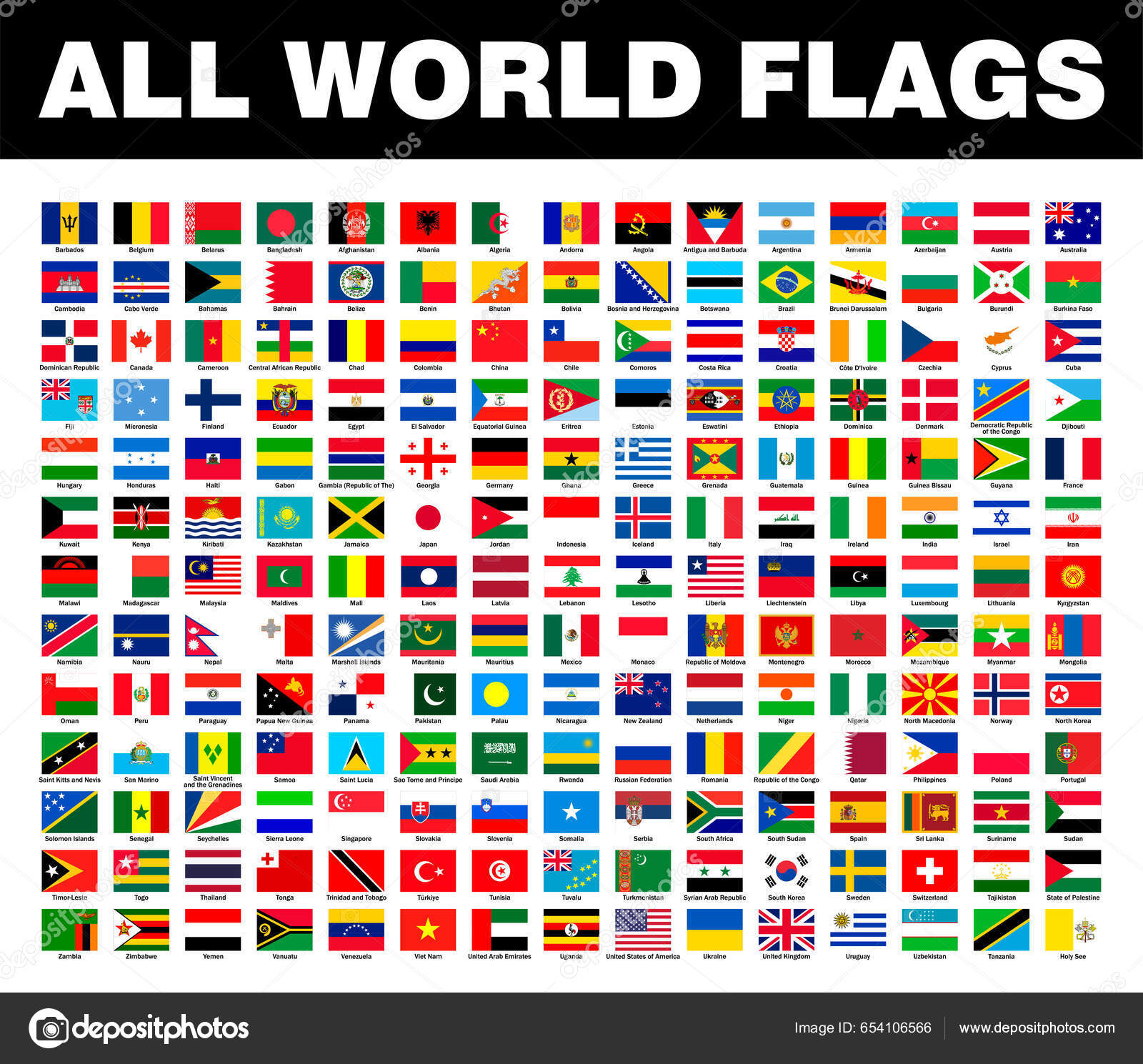 National Flag Different 195 Countries Vector Collection Set Svg ...
