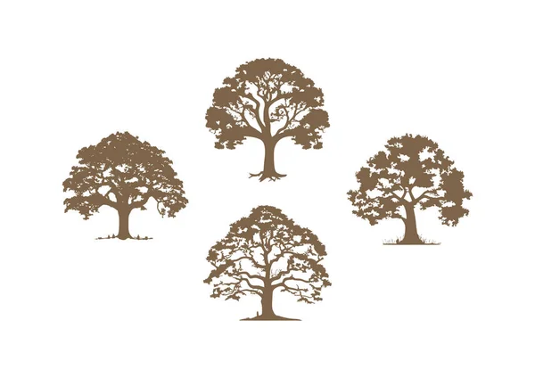 Oak Tree Silhouette Clipart Dub Trees Vector Natural Green Plants Stock ...
