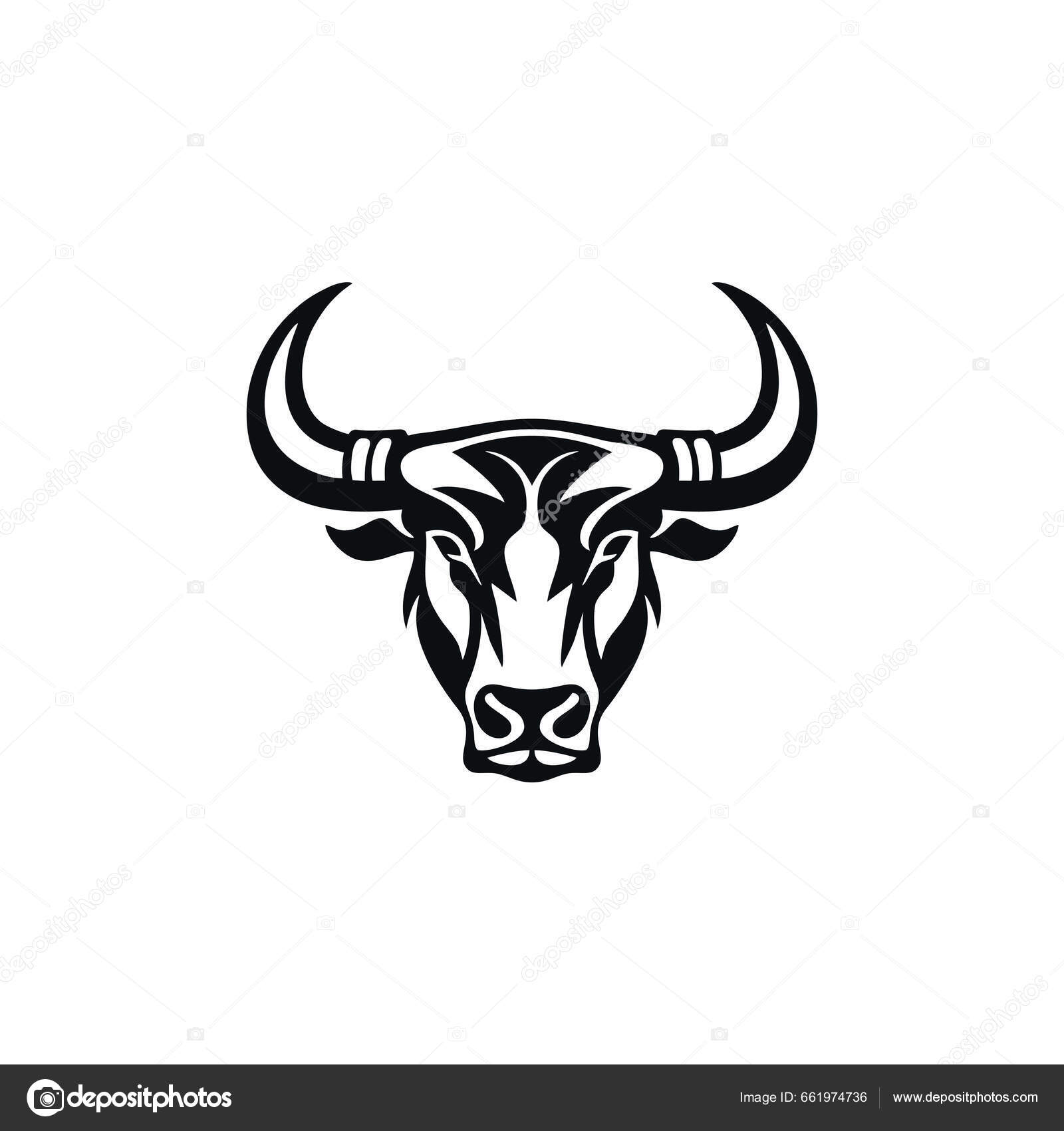 Silueta Logotipo Cabeza Toro Cara Búfalo Clip Art Vector Vaca Vector de ...